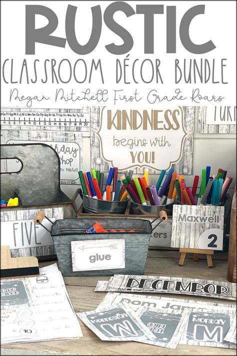 Rustic Classroom Decor BUNDLE With A Farmhouse Wood And Burlap