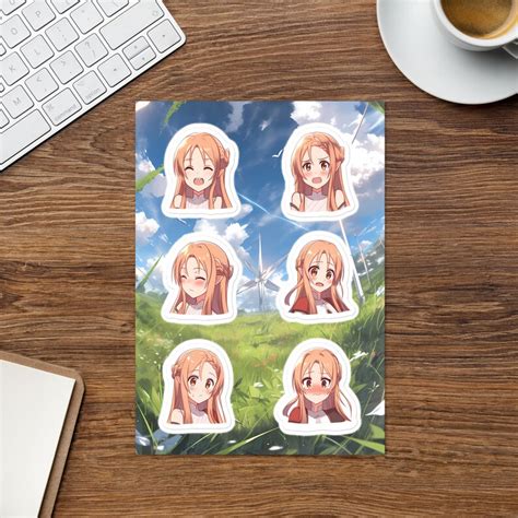 Asuna Inspired Sticker Sheet Japanese Aesthetic Glossy Finish Laptop