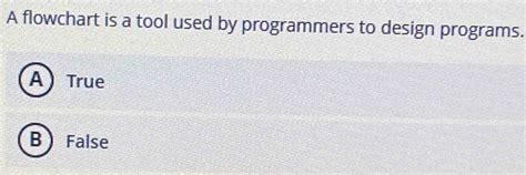 Solved A Flowchart Is A Tool Used By Programmers To Design Programs A