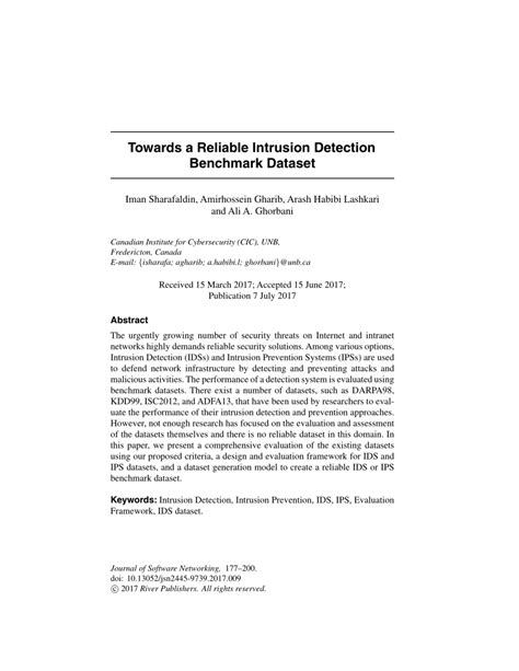 Pdf Towards A Reliable Intrusion Detection Benchmark Dataset
