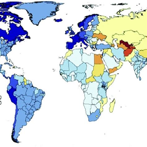 A Global Map Demonstrating Age Standardized Years Of Life Lost Due To