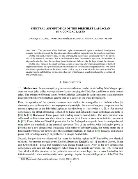 Pdf Spectral Asymptotics Of The Dirichlet Laplacian In A Conical Layer