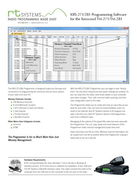 Krs 271281 Programming Software For The Kenwood Tm 271tm 281 Pdf Microsoft Windows