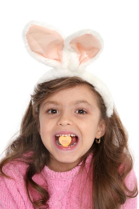 Cute Girl With Bunny Ears Stock Image Image Of Heart Vertical 553181