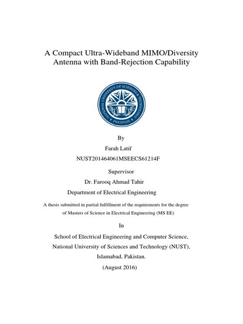 A Compact Ultra Wideband Mimo Diversity Antenna With Band Rejection Capability By Farah Latif