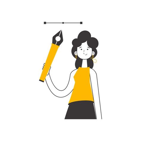 la créatrice de filles tient un outil de stylo pour les graphiques 2d