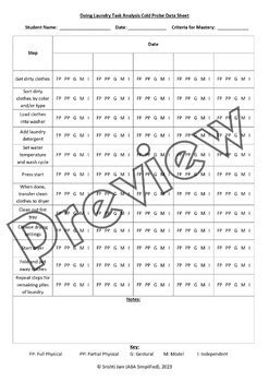 Editable Task Analysis Data Sheets For Doing Laundry ABA Therapy
