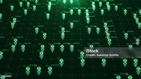 Ai 챗봇 기술 개념 정보 검색의 지능형 비서 및 컴퓨터 시스템을 통한 자동 응답 여러 개의 작은 채팅 로봇 아이콘이 녹색 배경에 흩어져 있습니다 3차원 형태에 대한 스톡