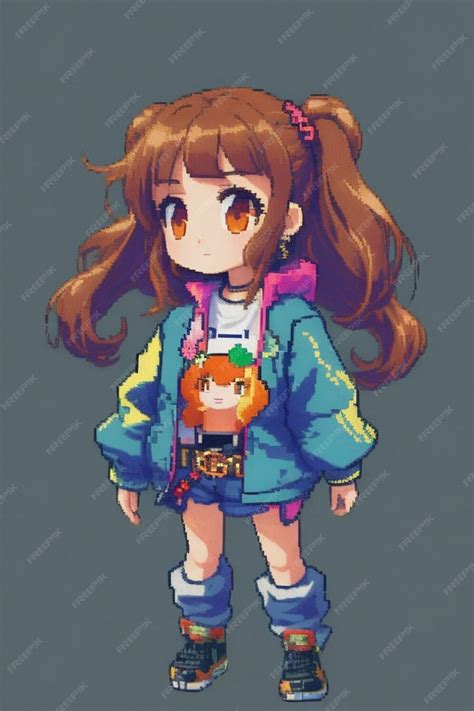 Premium Ai Image Pixelated Daydreams Brownhaired Chibi Cutie