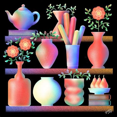 Grain Effect Illustration 그레인 효과 책가도 일러스트 그래픽 디자인 포스터 민화 포스터 디자인