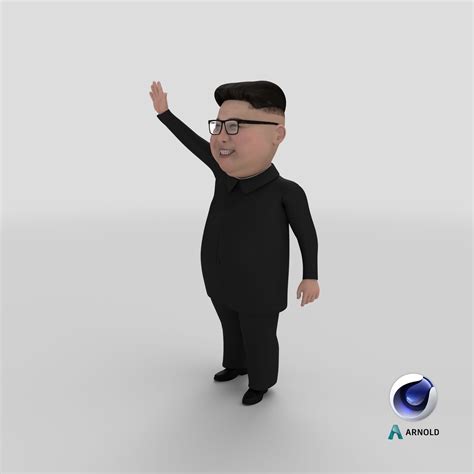 손을 흔들고 있는 만화 김정은 3d 모델 89 3ds Blend C4d Fbx Max Ma Lxo Obj Unitypackage Upk Gltf