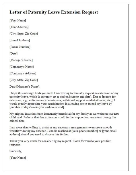 Letter Template For Paternity Leave Approval Free Samples In Pdf Letterin