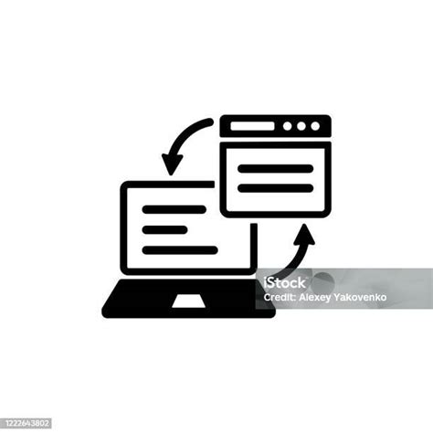 데이터 교환 아이콘 또는 노트북 응용 프로그램 웹 응용 프로그램에 대한 격리 된 배경에 웹 사이트와 바탕 화면 Eps 10 벡터