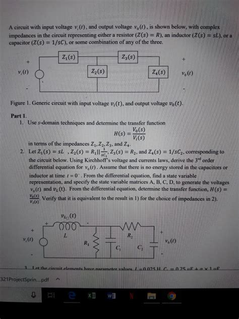 Solved A Circuit With Input Voltage V And Output Voltage