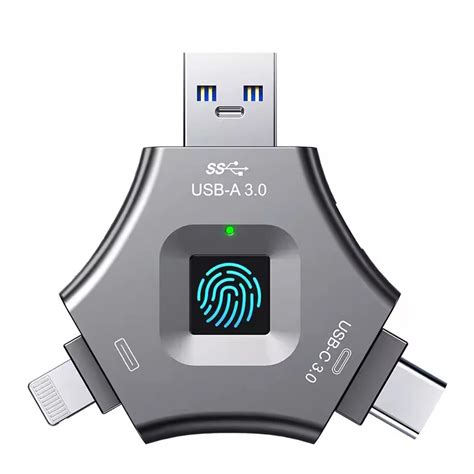 Fingerprint High Speed 3in1 Usb Flash Drive 64gb 128gb 256gb Multi Function 512gb Otg Pendrive