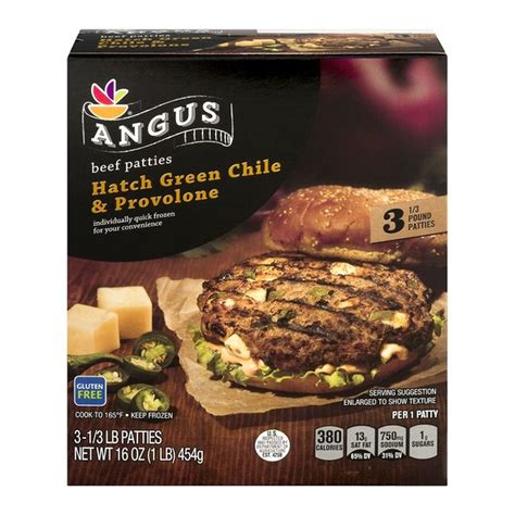 Store Brand Angus Beef Patties Hatch Green Chile And Provolone 3 Ct 16
