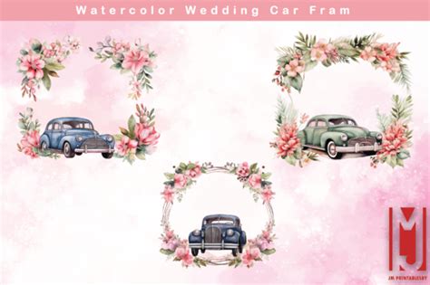 Watercolor Wedding Car Fram Graphic By Jm Printablesby · Creative Fabrica