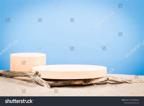Empty Round Beige Platform Podium Dry Stock Photo 2109260801 Shutterstock