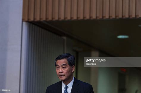 Leung Chun Ying Hong Kongs Chief Executive Speaks During A News