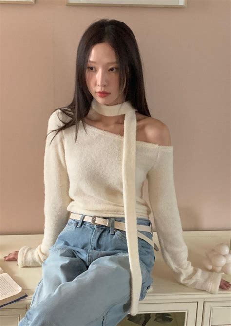 드노운 Arr 아르 숄더 언발 티셔츠 스카프 세트 T 3colors 위시버킷