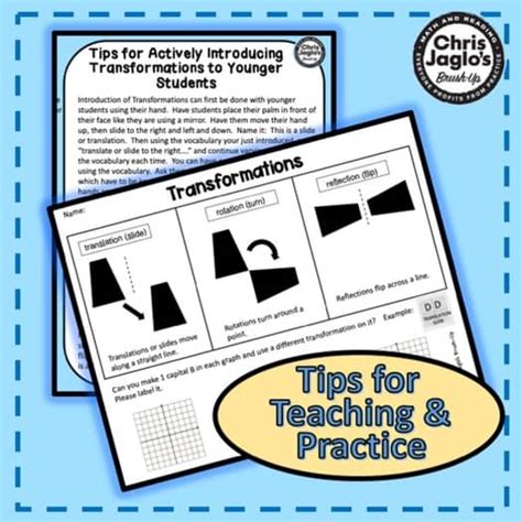 Geometry Transformations Rotations Reflections Translations Activities