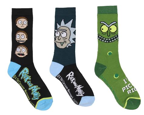 Rick And Morty Crew Socks 3 Pack Pickle Rick Socks Rick And Morty