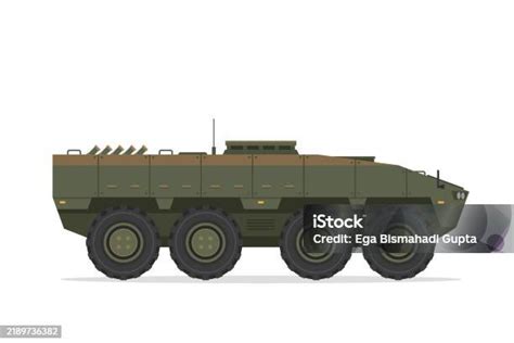 Ilustración De Armored Personnel Carrier Vector Element Flat Style Illustration Side View Apc On