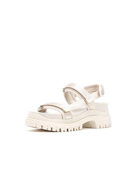 Stradivarius Chunky Sporty Sandal With Cleated Sole In Ecru Asos