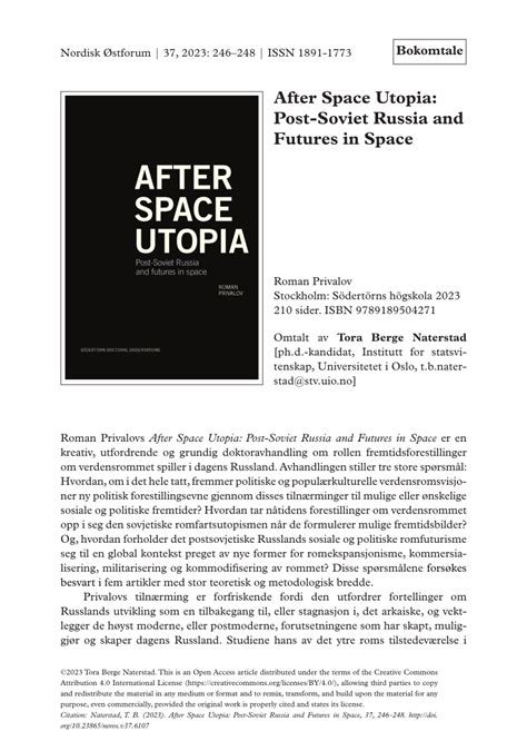 Pdf After Space Utopia Post Soviet Russia And Futures In Space