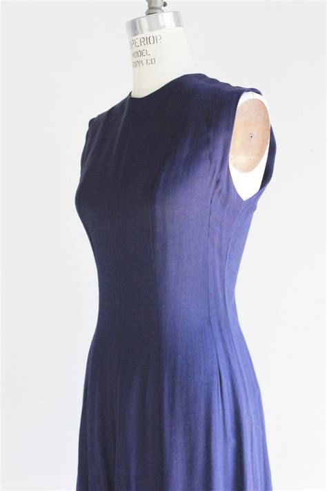 Vintage 1950s Navy Blue Sleeveless Summer Dress Toadstool Farm Vintage