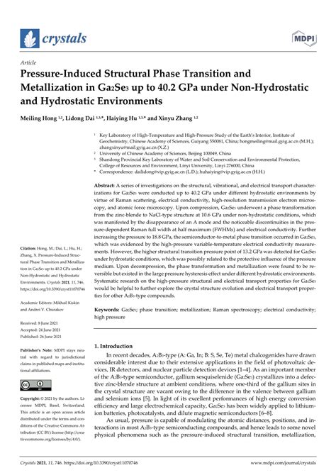 Pdf Pressure Induced Structural Phase Transition And Metallization In Ga2se3 Up To 402 Gpa