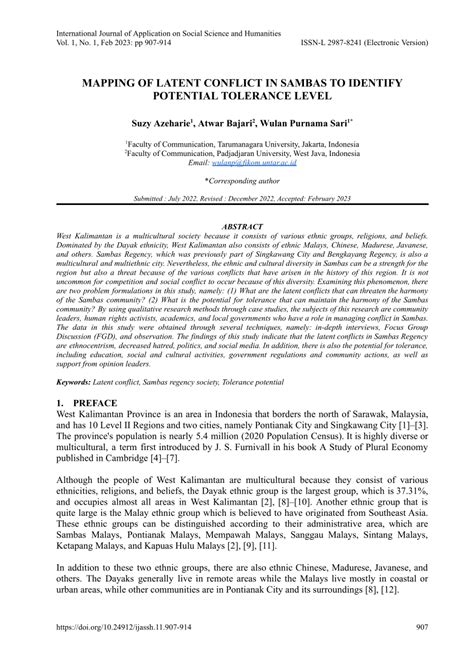 Pdf Mapping Of Latent Conflict In Sambas To Identify Potential