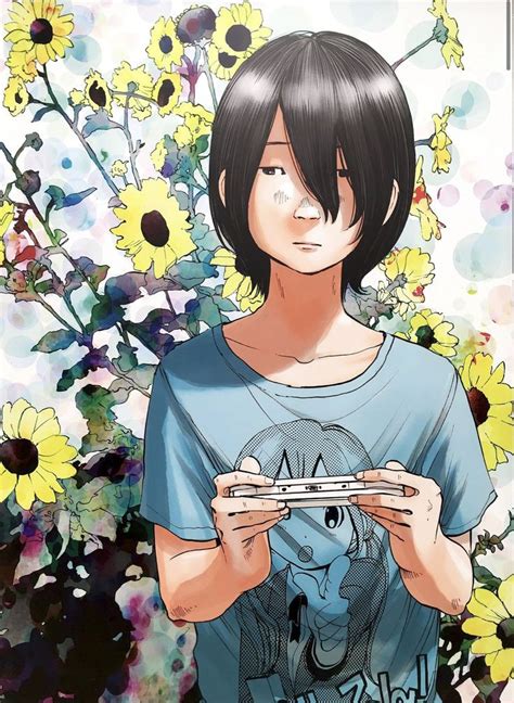 Isobe Keisuke Umibe No Onnanoko Boy Black Eyes Black Hair Blue Skirt Cellphone Flower