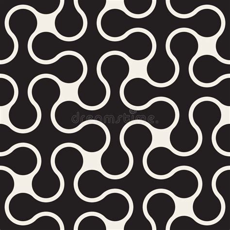 Vector Seamless Black And White Rounded Cross Spiral Square Pattern Stock Vector Illustration