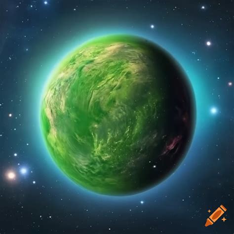 Realistic Depiction Of A Green Planet In Deep Space On Craiyon