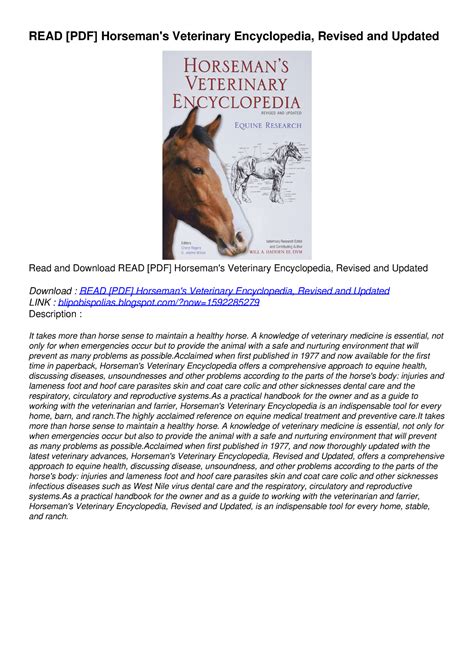 Read Pdf Horsemans Veterinary Encyclopedia Revised And Updated