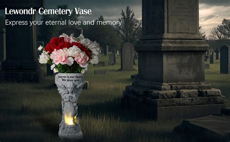 Lewondr Solar Cemetery Vase For Grave Grave Flowers