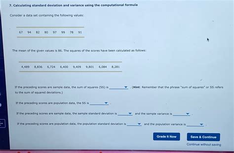 Solved Calculating Standard Deviation And Variance Using The Chegg