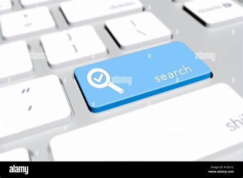 Laptop Or Desktop Computer Keyboard Focus On One Key With Blue Icon And Label On It D