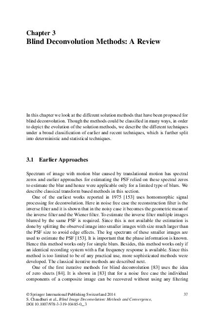 Pdf Blind Deconvolution Methods A Review