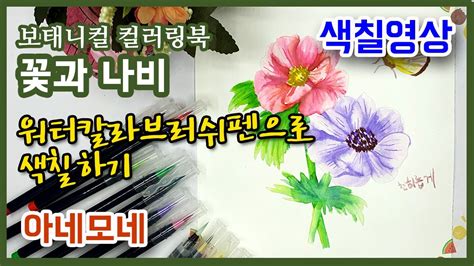 꽃과나비 컬러링북 색칠하기 아네모네 🐢 Butterfly And Flower Coloring Book 색칠공부 색칠놀이 색칠방법 Youtube