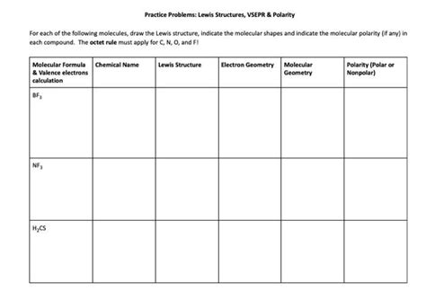 Solved Practice Problems Lewis Structures Vsepr And Polarity
