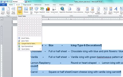 Enable Convert Text To Table Word Eagera