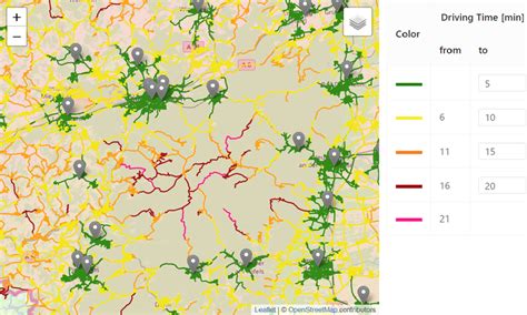 Isochrone Map Street Network Colored According To The Estimated