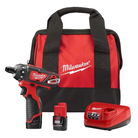 Milwaukee M V Lithium Ion Cordless In Hex Speed Screwdriver Kit With Two Ah