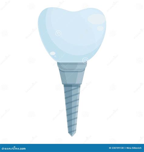 Implante Dentário ícone Cartoon Vetor Dentadura Da Coroa Ilustração do