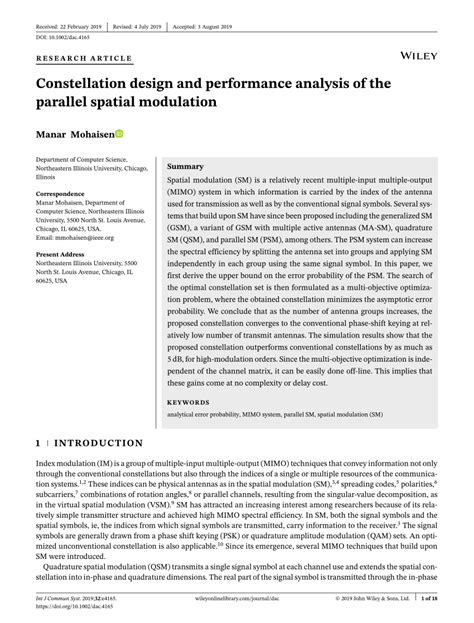 Constellation Design And Performance Analysis Of The Parallel Spatial Modulation