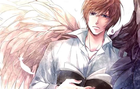 Обои ангел, аниме, арт, книга, парень, Death Note, Лайт, Тетрадь смерти ...
