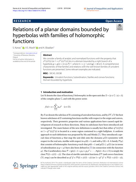 Pdf Relations Of A Planar Domains Bounded By Hyperbolas With Families