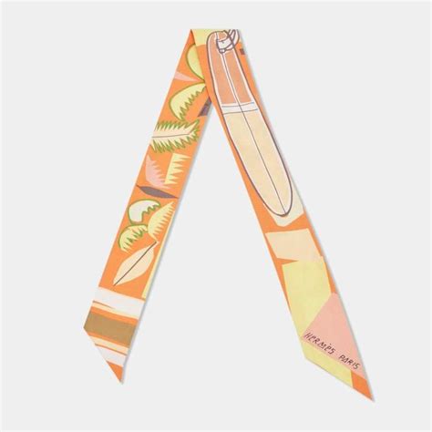 Hermes Orange Sea Surf Printed Silk Twilly Hermes The Luxury Closet